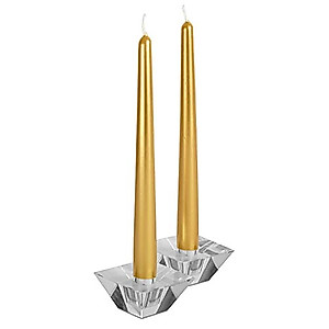 Hyoola Tall Taper Candles - Metallic Gold Dripless Dinner Candle Sticks - Paraffin Wax with Cotton Wicks - 10 Inch (25cm) - 8 Hour Burn Time (24 Pack)