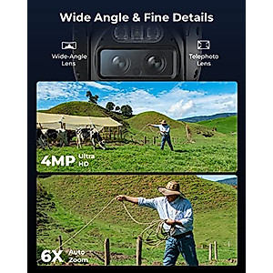 REOLINK TrackMix LTE+SP - 4G Cellular Security Camera Outdoor, No WiFi Needed, 2K PTZ Camera with Auto Tracking, 6X Hybrid Zoom, Wireless Solar Powered, Color Night Vision with Spotlight, AI Detection