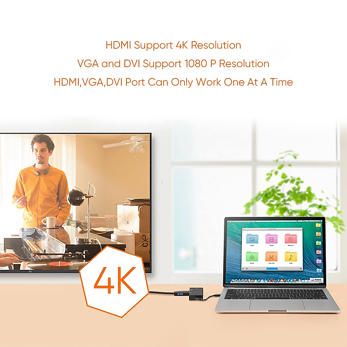 CableCreation DVI to HDMI Cable 5ft + USB C to VGA HDMI DVI Adapter