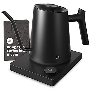 Greater Goods Electric Gooseneck Kettle with a Counterbalanced Handle, Perfect for Tea and Pour Over Coffee, Designed in St. Louis,1200 Watt (Onyx Black)