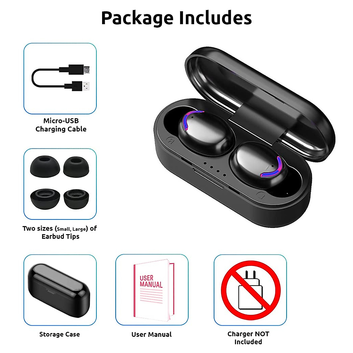 VOLT PLUS TECH Slim Travel Wireless V5.1 Earbuds Compatible with Your Bose SoundSport Updated Micro Thin Case with Quad Mic 8D Bass IPX7 Waterproof/Sweatproof (White)