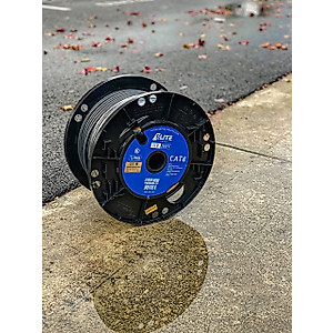 Elite Cat8 250ft Outdoor/Indoor Cable, UV Resistant, 40Gb, 2000MHz, CMR/Riser + UV/Outdoor, High Speed, Pure Solid Copper, Easy Pull Reel, Black