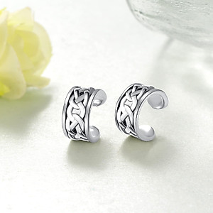 Celtic Earrings 925 Sterling Silver Ear Cuff Earrings Celtic Knot Ear Cuffs for Men Women Unisex Vintage Jewelry Birthday Gifts