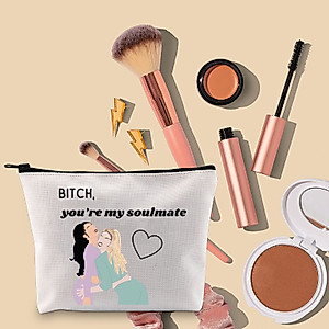 TOBGB Maddy And Cassy Gift You Are My Soulmate Lines Inspired Makeup Bag TV Show Role Gift TV Show Merchandise Friendship Gift (Soulmate bag)