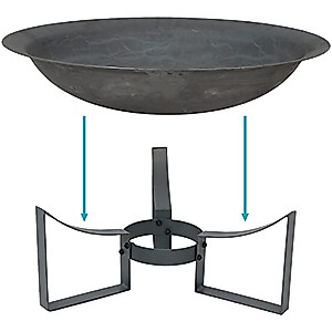 Sunnydaze 24-Inch Cast Iron Modern Fire Pit Bowl with Stand - Lightweight and Portable Design