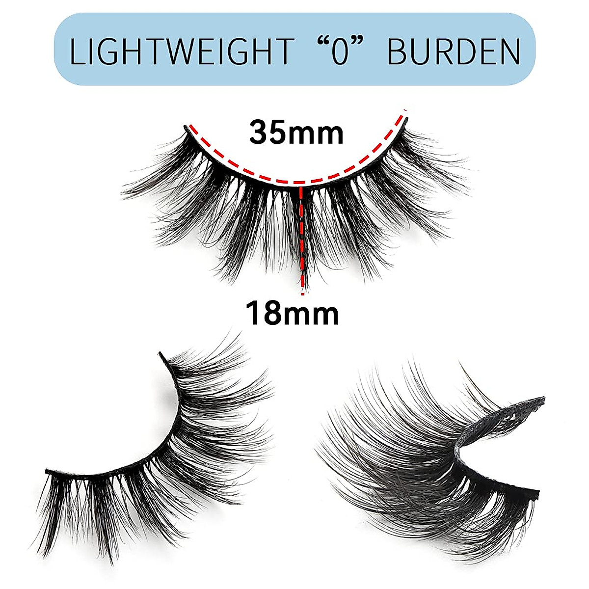 Brieve 18mm 5 Pairs 3D False Eyelashes Pack Fluffy Thick Curled Faux Mink Lashes Strip Lash Natural Look Makeup Tools(3DX05)