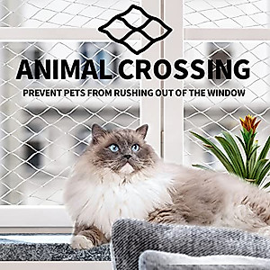 PAWISE Cat Safety Net, Cat Balcony Net Pet Anti-Fall Netting for Window Stairs,Dog Fence Nets Transparent（6m x 3m）