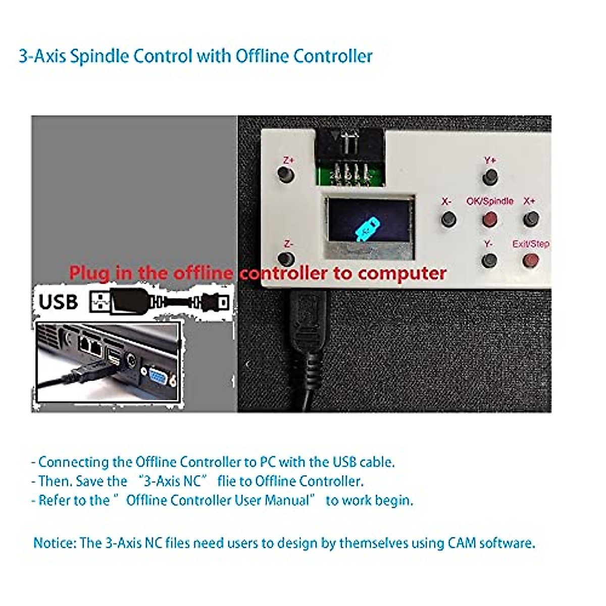 RATTMMOTOR CNC GRBL Offline Controller, 3 Axis GRBL DIY CNC Router Offline Control Button/Module LCD Screen for Mini CNC Carving Milling Engraver Machine