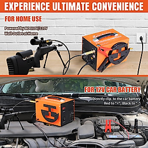 TOAUTO A1X-PRO PCP Air Compressor,4500Psi 30Mpa, Wire Spool Portable Design, Built-in Converter, Water/Oil-Free, One Button Start, Bursting disc, by 110V AC or 12V Car Battery (Manual Stop Version)