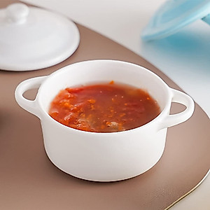 Kichvoe Ramekins 8 Oz Oven Safe With Lids 2pcs Porcelain Ramekins Creme Brulee Dishes Custard Cups Pudding Baking Bowl