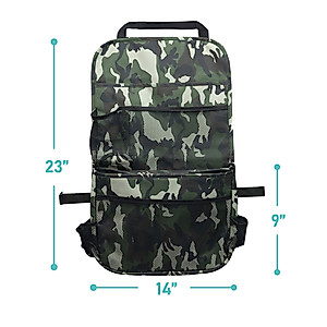 FH Group Multi-Pocket Camo Print Seat Back Organizer with Cooler - Backseat Organizer for Kids-Universal
