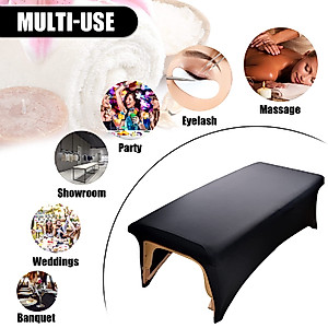 Stretchy Lash Bed Cover for Lash Extension Bed, Protective Spa Treatment Sheet Set for Lash Bed Topper or Massage Bed (Black)