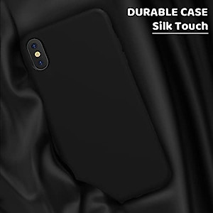 OuXul Case for iPhone X/iPhone Xs Case Liquid Silicone Gel Rubber Phone Case,iPhone X/iPhone Xs 5.8 Inch Full Body Slim Soft Microfiber Lining Protective Case（Black）
