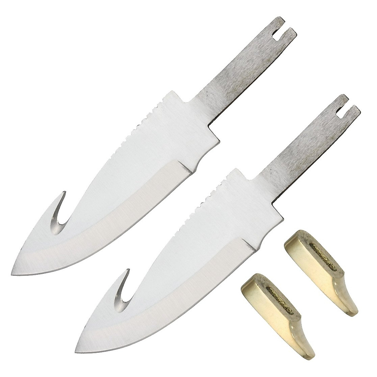 Whole Earth Supply (Set of 2) CUSTOM BLANK Guthook Knife Making Hunter Blade w/Brass Guard Bolster BLSM02