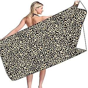 SHUIHAN Leopard Beach Towels for Adults Leopard Towels Panther Cheetah Print Beach Towel Swim Towels Oversized Beach Blanket