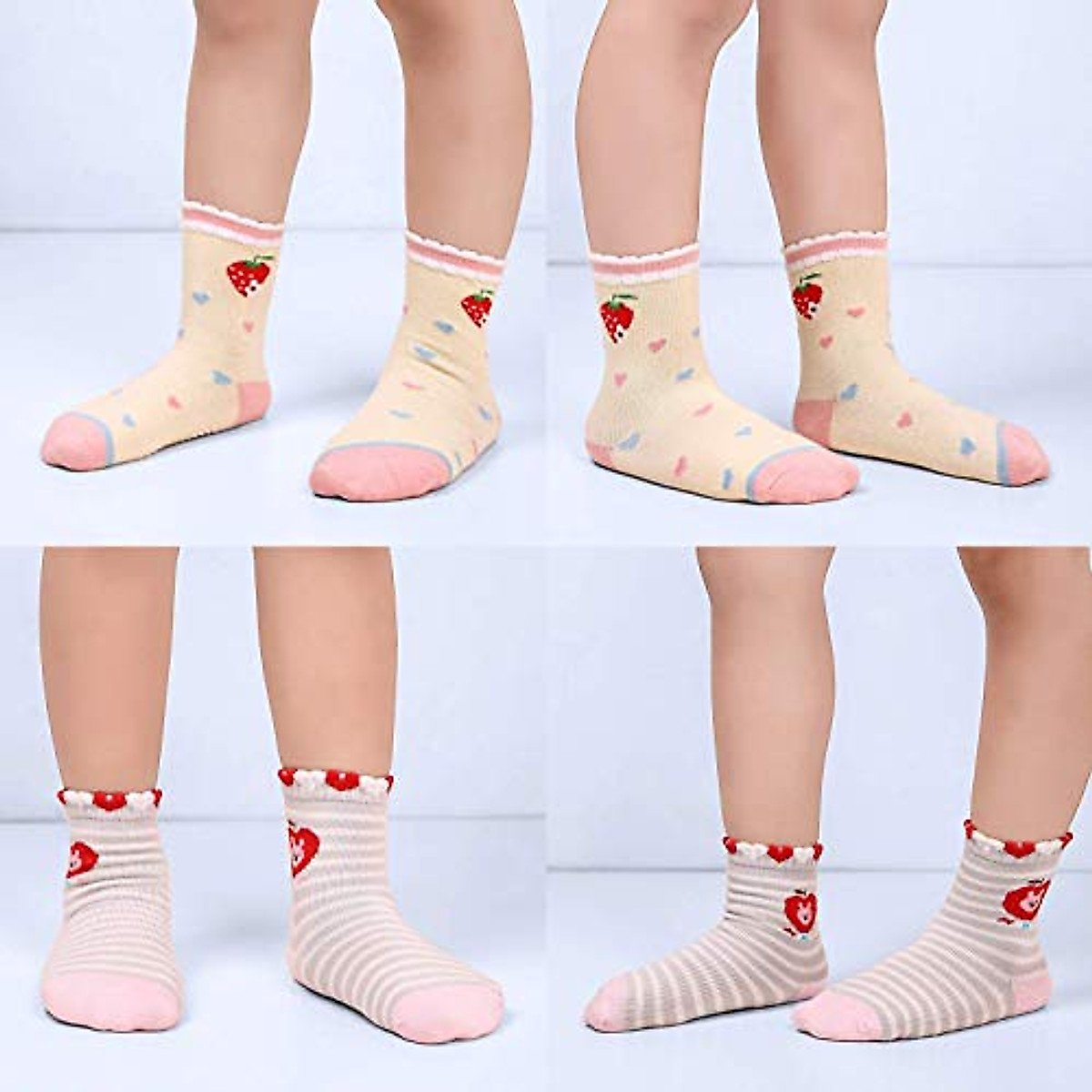 LAISOR 12 Pairs Assorted Non-Skid Ankle Cotton Socks with Grip For Kids Toddlers Baby Girls