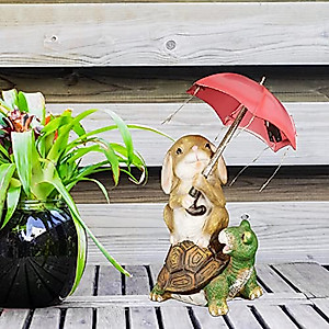 AUPO Solar Outdoor Statues, Rabbit and Turtle Solar Garden Lights, Cute Landscape Backyard Pathway Light