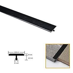 5 Pcs Aluminum Floor Transition Strip, Wall Edging Strip, Flat Divider Strip for Door Threshold and Joining Flooring Gaps of Laminate Planks Tile, Brilliant Black
