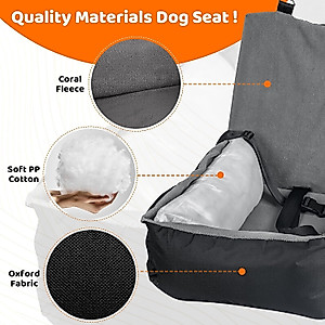 LBFO Dog Car Seat, Puppy Car Seat with Storage Pockets and Clip-On Safety Leash, Washable Coral Fleece Pet Car Seat for Small Medium Dogs, Cat Car Seat for Travel Dog Car Bed