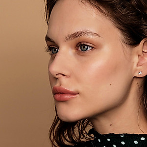 PAVOI 14K White Gold Plated Sterling Silver Cubic Zirconia Stud Earrings for Women Pear 4x6mm