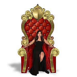 Beistle 7' 1.75" x 3' 9.25" Corrugated Cardboard Three Dimensional Throne for Prom Night Photo Booth Prop, Includes Easel