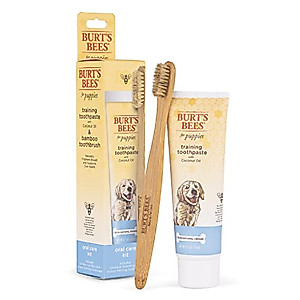 Burt's Bees Natural Oral Care Kit for Puppies, Flavorless, 2.5 oz Tube and Bamboo Brush| Puppy Training Toothbrush and Toothpaste with Coconut Oil (2.5 oz)