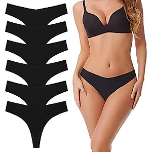 Seamless Underwear For Women 6 Pack High Rise Tummy Control Bikini Underwear No Show Panties Cheeky Cotton Lining Thongs