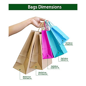 AZOWA Gift Bags Mini Kraft Paper Bags With Handles(Hot Pink, 25 Pcs)