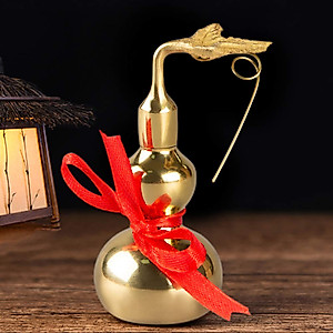 Golden Alloy Bagua Gourd Statue Feng Shui Taoist Deities H2.6” Hulu/Calabash/Wu Lou Figurine Home Garden Decor Health Prosperity PTZD035FBA