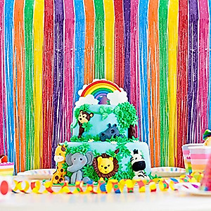 4Pack Rainbow Color Foil Fringe Curtain Metallic Tinsel Door Curtains Photo Booth Backdrop for Birthday Graduation Wedding Baby Shower Bridal Shower Christmas Party Decoration