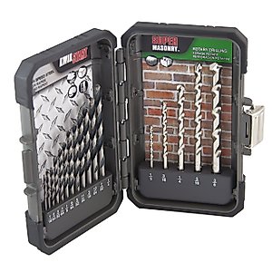 MIBRO 871060 High Speed Steel and Super Masonry Drill Bit Set, 17 Pieces