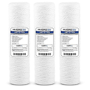 Hydronix HX-SWC-25-1020/3 Universal Whole House String Wound Sediment Water Filter Cartridge 2.5" x 10"-20 Micron-3 Pack, White
