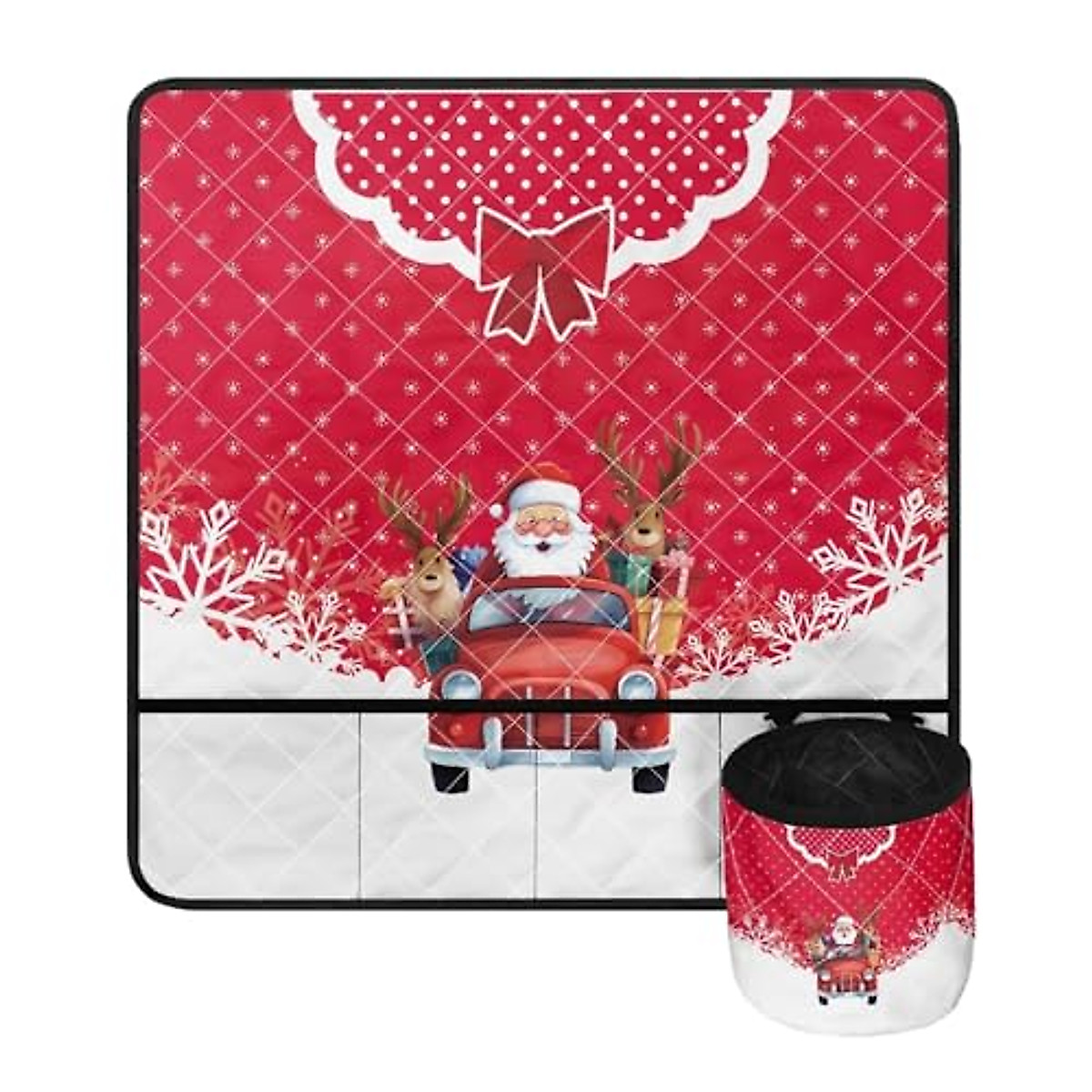 Suhoaziia Red Santa Claus Truck Sewing Machine Mats for Sewing Machine Table Dust Cover Non-Slip Mats Removable and Washable Sewing Machine Accessories Christmas Home Decor