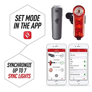 CATEYE, SYNC Core Headlight and Kinetic Rear Light Combo Kit, High Power LED Rechargeable Bike Lights, includes Mounting Hardware