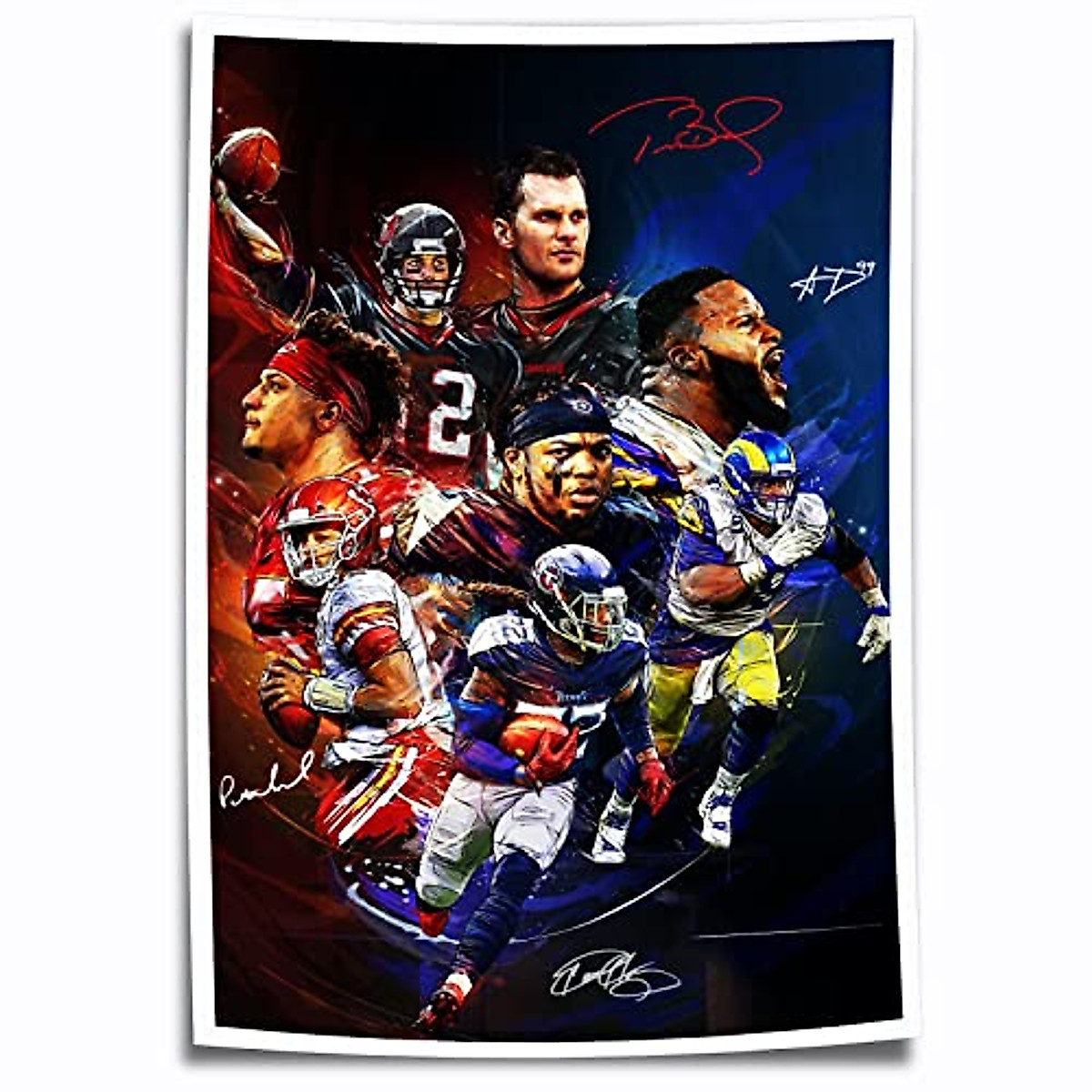 Football Superstar Poster Posters Print Canvas Wall Art Decor for Boys Room Bedroom Sports Painting Picture NOUCAN (16x24inch-Unframed,A)