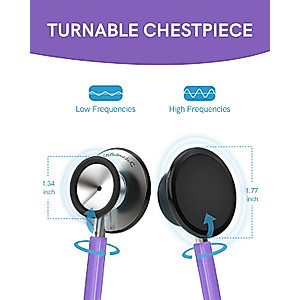 FriCARE Purple Stethoscopes for Nurses, Classic Dual Head Stethoscope Kit Medical Supplies, RN, LPN, LVN, Nursing School Students, Home Health Use