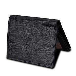 Mn&Sue Men's Genuine Leather Trifold Money Organizers Short Wallet RFID Blocking Card Case Wallet