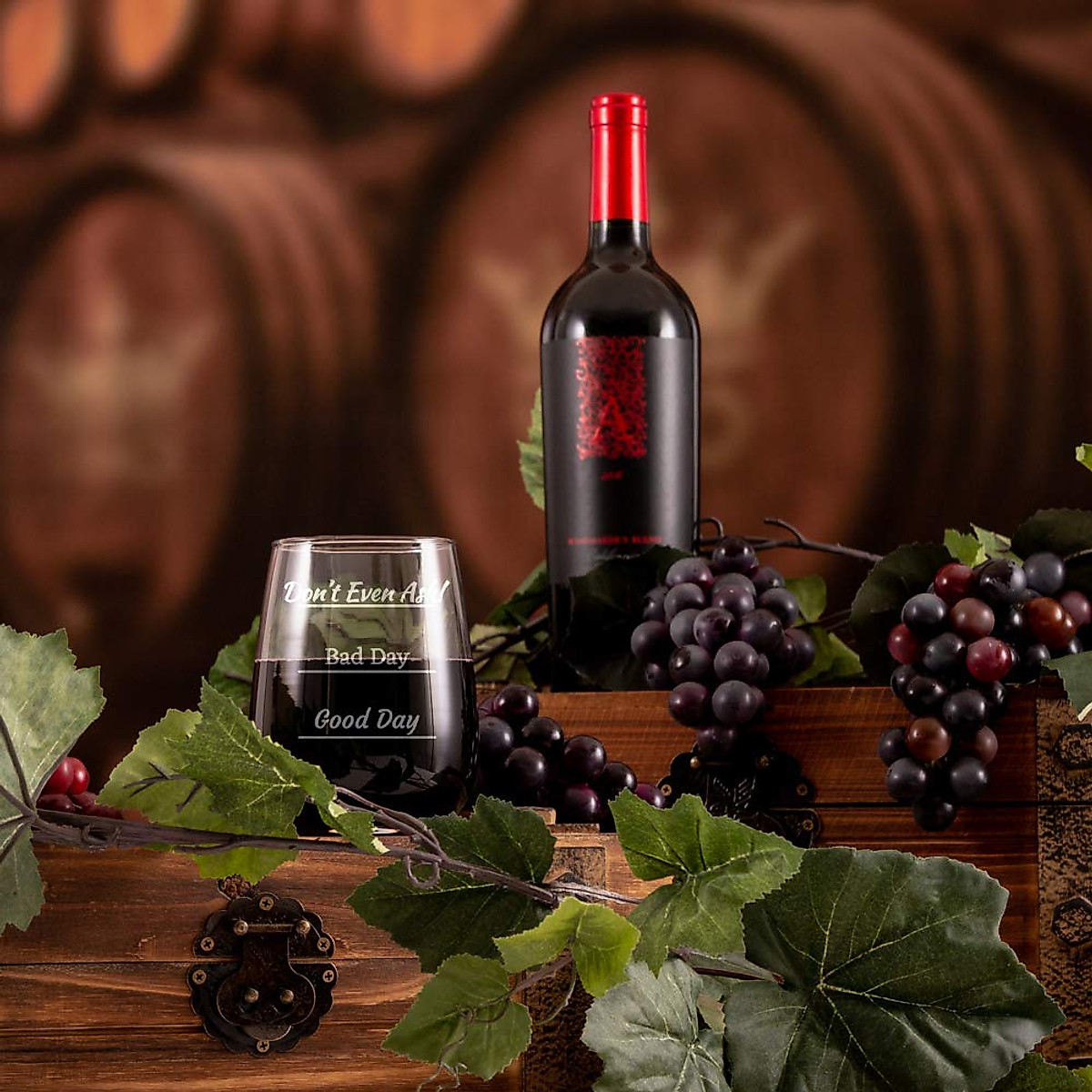 IT'S A SKIN Don’t Even Ask Bad Day Good Day |Stemless Wine Glass 17oz for red and white wine - Mothers Day, Grandmothers, grandma Incl free wine/food pairing card