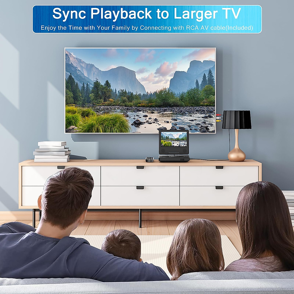 9.5" Portable DVD Player with 7.5" Swivel Display Screen, 5-Hour Built-in Rechargeable Battery, Car DVD Player,Supports SD Card/USB/CD/DVD and Multiple Disc Formats, High Volume Speaker,Black……