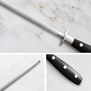 Messermeister 12” Ceramic Sharpening Rod - Knife Sharpener - Fine 1200 Grit - Ceramic Core, Large Sharpening Surface & Soft-Grip Handle