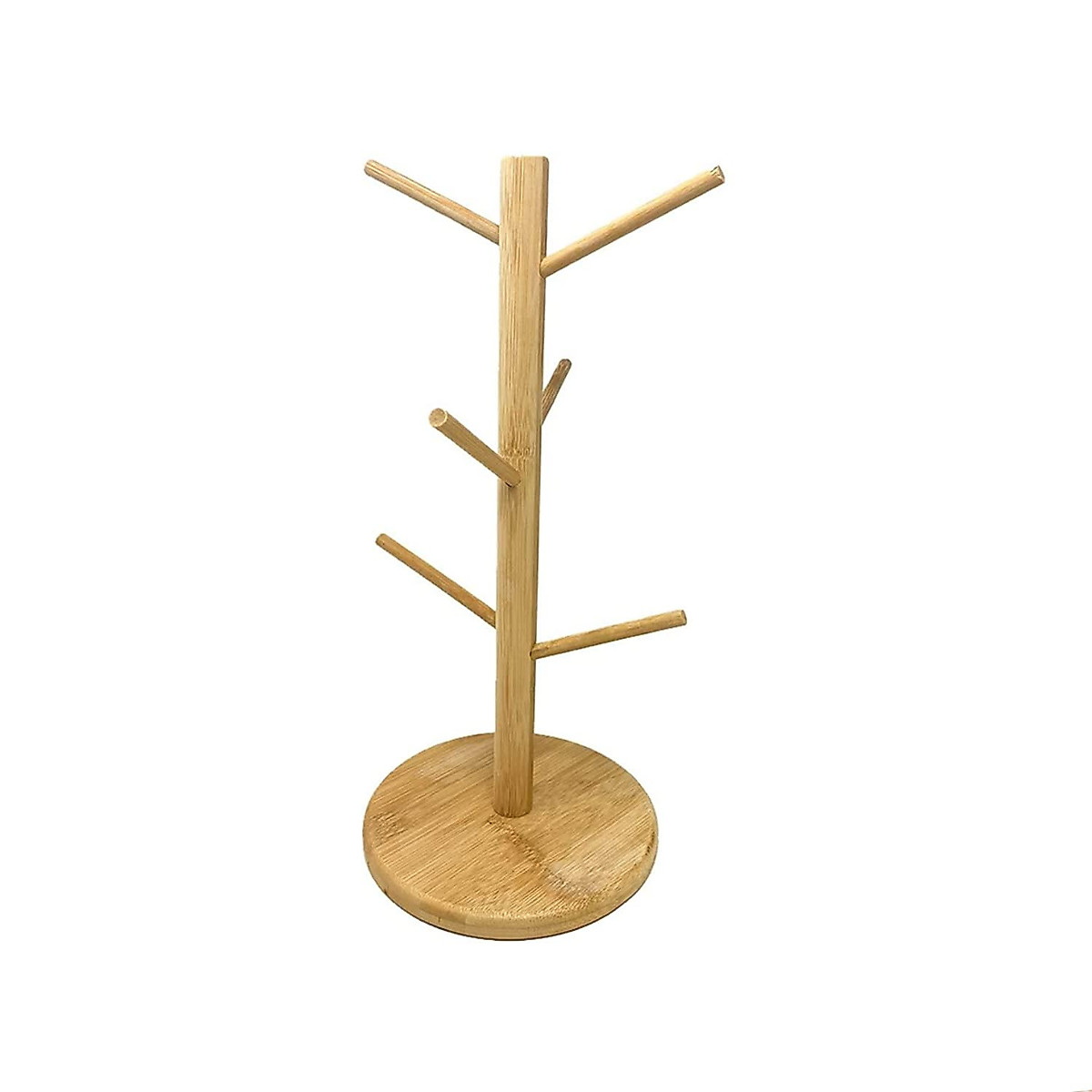 Tsyware Bamboo Wood Mug Rack Tree, Organic Bamboo Mug Holder, Mug Hook, Removable Mug Stand,Coffee Tea Cup Dryer with 6 Hooks，Decoration Counter Coffee Bar Accessories