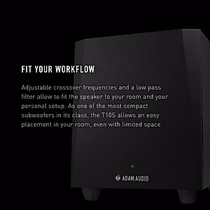 ADAM Audio T10S Studio Subwoofer for recording, mixing and mastering, Studio Quality Sound (Single)