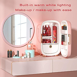 TONPOP Beauty Mini Fridge 12 Liter Portable Cosmetic Skincare Refrigerator Mini Refrigerator for Car Home Compact Quiet Cooler Warmer With Removable Drawers for Breast Milk, Drink,