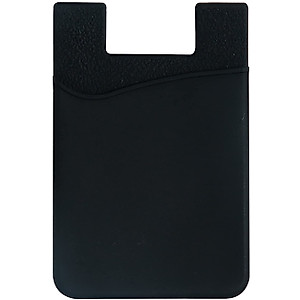 Adhesive Cell Phone Wallet for Back of Phone Case. Silicone Stick On Sleeve for iPhone, Android & Flat Surfaces, Great for Credit Cards, Business Card, Money & ID Card (Black 1 Pack)