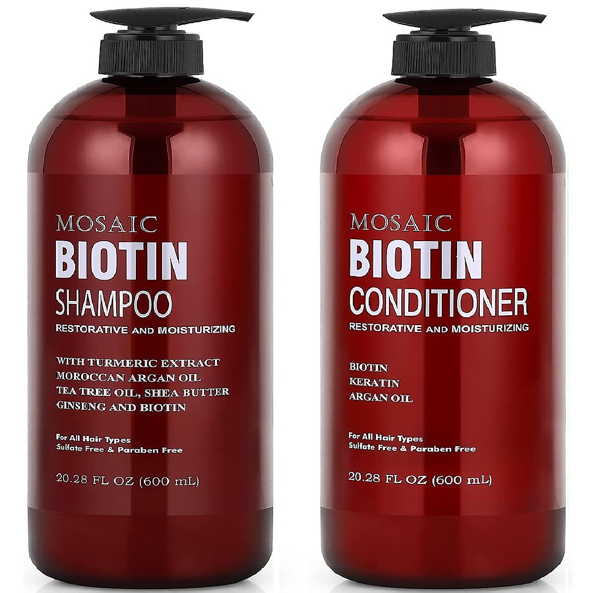 Biotin Shampoo and Conditioner Set for Hair Growth, Thinning Hair Treatment, Hair Thickening Products for Women & Men, Paraben & Sulfate Free, 20.2 FL Oz Each
