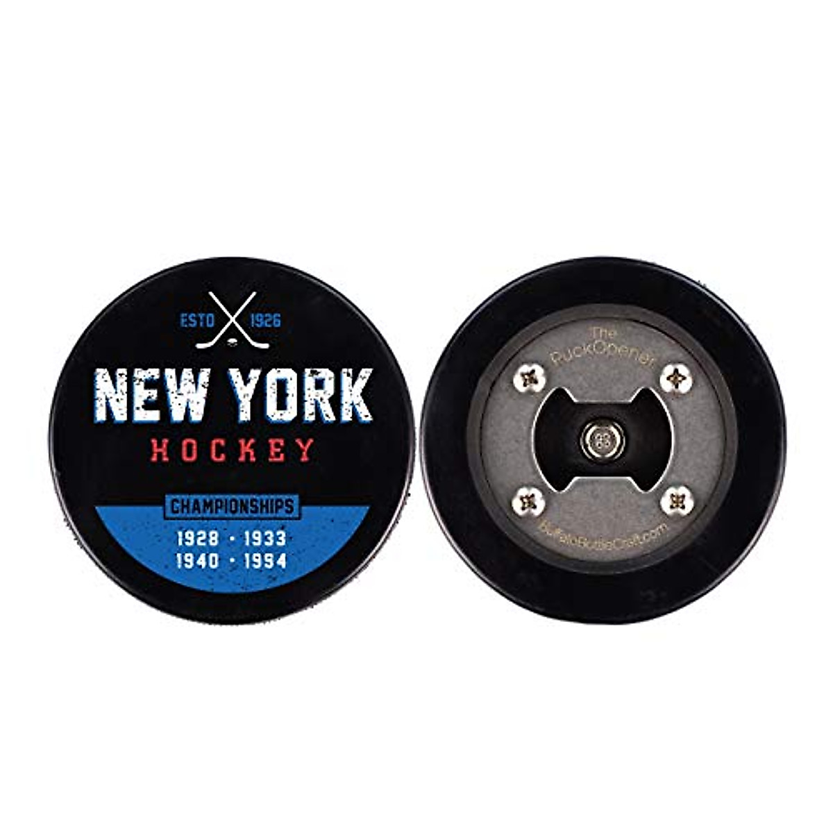 The PuckOpener - Hockey Puck Bottle Opener - New York Manhattan Champs