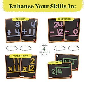 Star Right Math Flash Cards Set of 4 - Math Flashcards Addition, Subtraction, Multiplication, Division with 4 Rings - 208 Cards for Kids Ages 6 and Above - Flash Cards for Math from 1st to 4th Grade