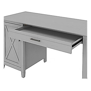 Bush Furniture Key West Computer Desk with Keyboard Tray and Storage, 54W, Cape Cod Gray