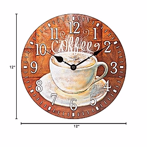 La Crosse Clock 404-2631C-INT 12-Inch Round Coffee Decorative Quartz Analog Wall Clock