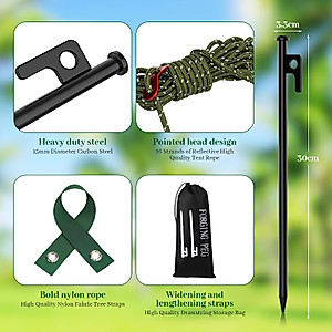 Tree Stakes - Heavy Duty Steel Tree Stake Straightening Kit, Tree Stakes and Supports for Young Trees, Include 6 PCS Steel Tree Stake, Tree Straps & Rope Black